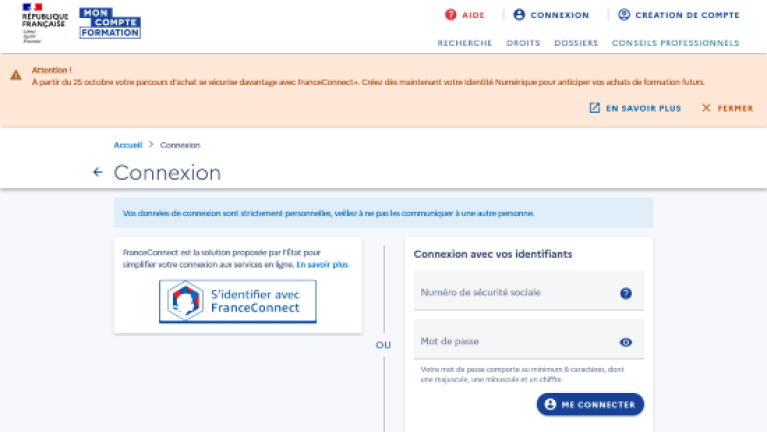 FranceConnect+ pour sécuriser l’utilisation du compte personnel de formation (CPF) | Ministère ...